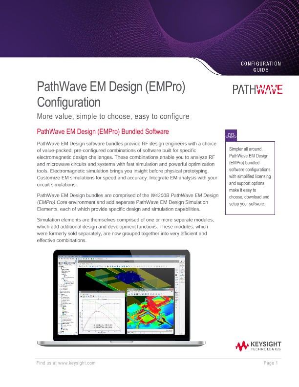PathWave EM Design (EMPro) Configuration PDF Asset Page | Keysight